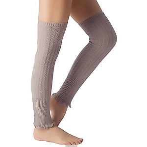 iB-iP Women's Ballet Dancer Running Aerobics Costume Stretch Leg Warmer, Size: One Size, Light Grey