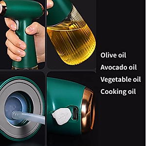 ZHIVIQ Electric Oil Sprayer for Cooking 200ML Olive Oil Mister 0.4mm Fine Mist Automatic Oil Spritzer Dispenser Bottles for Air Fryer Salad Kitchen Baking Frying BBQ Roasting (Premium set, Green)