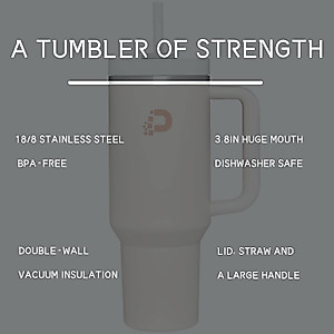 Acuewuja 40oz/1180ml Tumbler With Handle, Lid, Straw And Silicone Boot Reusable Double Wall Vacuum 18/8 Stainless Steel Coffee Travel Mug Portable Insulated Beer Cup (Rose Quartz)