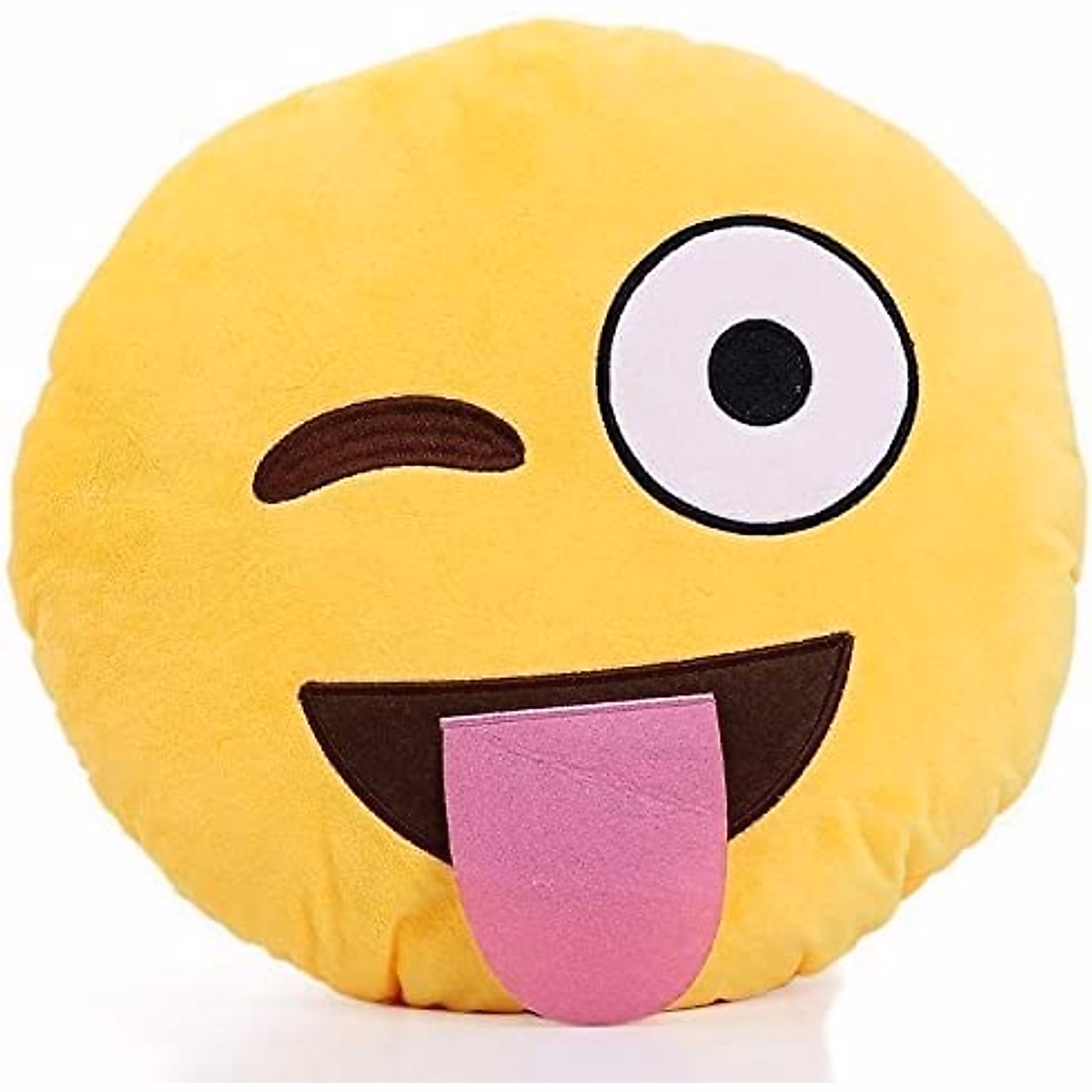 NL HOME Emoji Round Cushion Pillow for Home Decor, Face with Stuck-Out Tongue