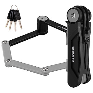 BIGLUFU Bike Lock Bicycle Scooter Motorcycle Folding Locks with 4Keys, Fold Chain Heavy Duty Alloy Steel Foldable Lock with Mounting Bracket 2pc Straps, 86cm/34 Unfolding, 1.92 lbs