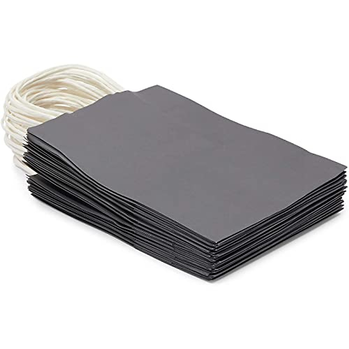 Medium Gift Bags with Handles, Dark Grey (8 x 10 x 4 Inches, 25 Pack)