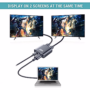 HDMI Splitter 1 in 2 Out - 4K Aluminum Ver1.4 HDCP, Powered HDMI Splitter Supports 3D 4K@30HZ Full HD1080P for Xbox PS4 PS3 Fire Stick Roku Blu-Ray Player Apple TV HDTV - Cable Included, Grey