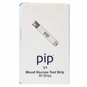 Pip V1 Blood Glucose Test Strips, 50 Count Blood Sugar Test Strips for Diabetes, Use with Pip V1 Blood Glucose Monitor Only