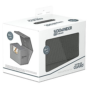 Ultimate Guard Sidewinder 80+, Deck Box for 80 Double-Sleeved TCG Cards, Grey, Magnetic Closure & Microfiber Inner Lining for Secure Storage
