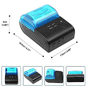 MUNBYN 58mm Bluetooth Receipt Printer, Mobile Wireless Receipt Printer Large Paper Warehouse BT 4.0 Thermal Printer, Portable 58mm Personal Bill POS Receipt Printer, for Android Windows, Do not Square