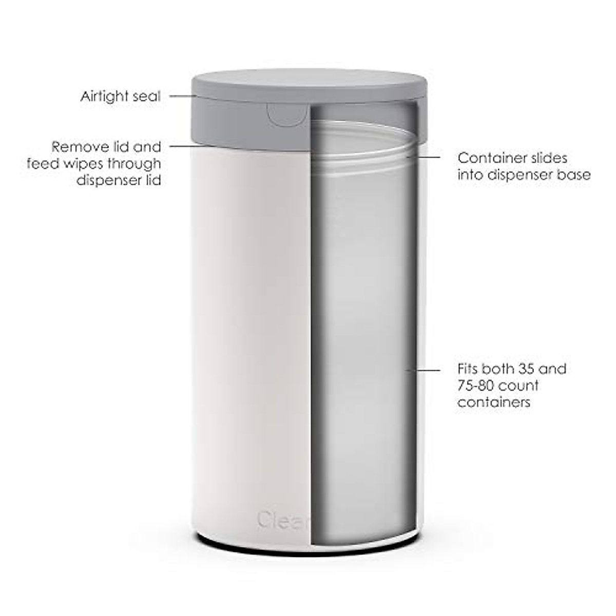 Spectrum Diversified Decorative Refillable Wet Dispenser for Household, Stylish Holder for Cleaning Wipes, Extra Large, White