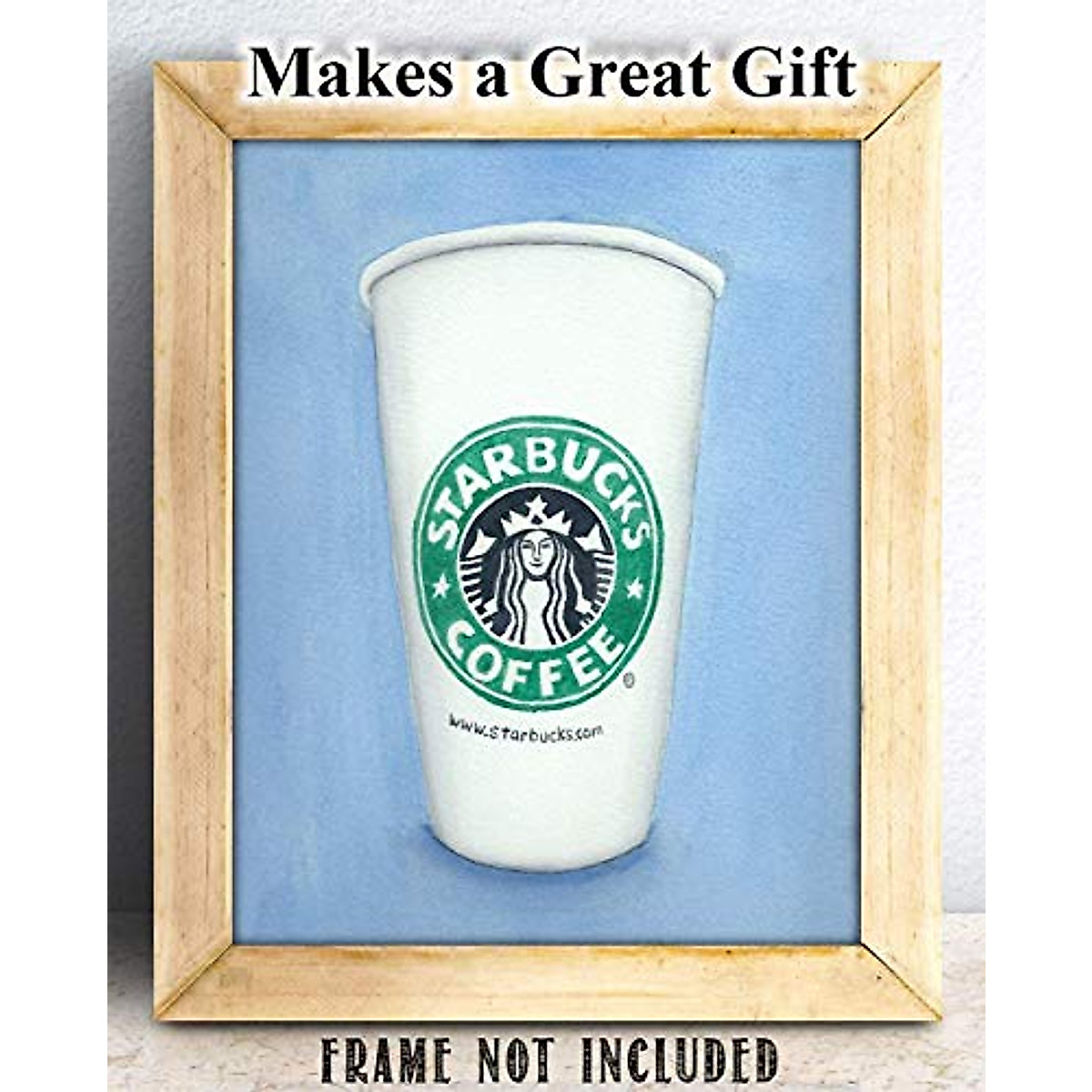 Starbucks Watercolor - Great Coffee Bar Accessories, Dining Room and Kitchen Decor, Coffee Station Display, Starbucks Decoration Gift, Gift for Coffee Lovers, 11x14 Unframed Art Print Poster