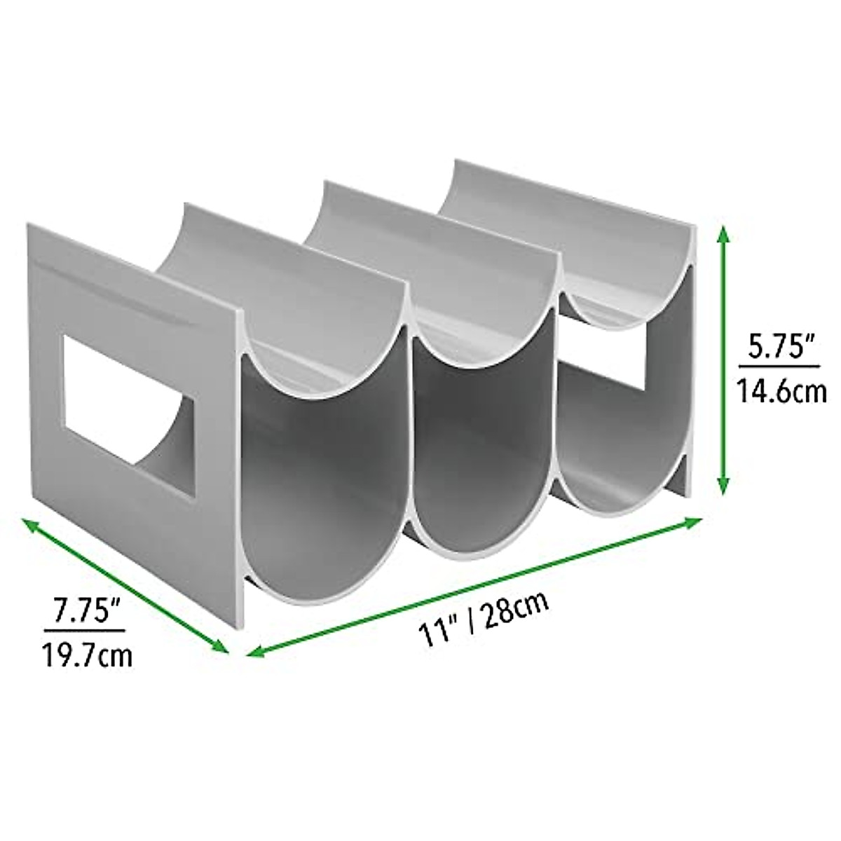 mDesign Plastic Modern Free-Standing Bottle Rack Storage Organizer Holder for Kitchen, Cabinet, Pantry, Fridge, Freezer Organization - Hold Water Bottles, Wine - Lumiere Collection - 2 Pack - Gray