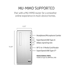 HP Pavilion Desktop PC, AMD Ryzen 3 5300G, 4 GB RAM, 256 GB SSD, Windows 11 Home, Wi-Fi 5 & Bluetooth Connectivity, 9 USB Ports, Wired Mouse and Keyboard Combo, Pre-Built Tower (TP01-2032, 2021)