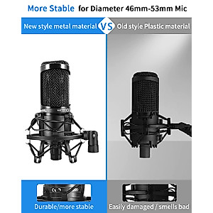 AT2020 Shock mount with Pop Filter [durable/more stable] by Etour - Mount Made from metal material to Eliminate Vibrations - Compatible with Diameter 46mm-53mm Microphone at2040 line Kit