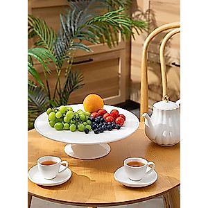 Sweese 709.101 12-Inch Porcelain Cake Stand, Round Dessert Stand, White Cupcake Stand for Parties