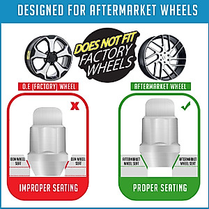 Wheel Accessories Parts 20 Pcs M14x1.5 14x1.5 Thread Bulge Acorn 35mm 1.38" Long Lug Nuts Chrome 13/16" 21mm Hex Fits 2010+ Chevy Camaro | Dodge Charger Challenger | 2014+ Ford Mustang