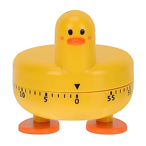 Angoily Yellow Duck Timer Mechanical Kitchen Timer 60- Minute Wind Up Dial 360° Rotating Pig Countdown Duck Reminder Cute Cartoon Animal Timer Cute Cooking Time Management