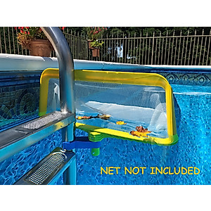 Leaf Bone - Leaf Net Skimmer Clip, In-Ground Swimming Pools and ONLY 1.9" Steel Ladder Handrails (Net Not Included), Leaf Rake Ladder Attachment