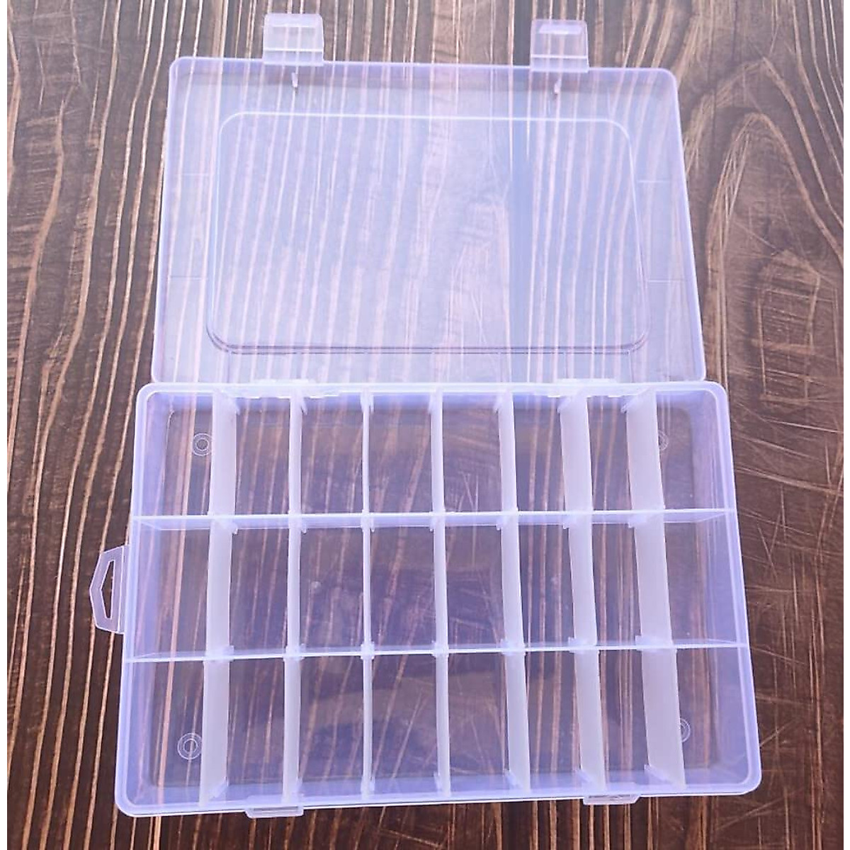 Clear Plastic Storage Box Compartments with Adjustable Dividers, Portable Transparent Beads Earring Jewelry Organizer Holder with Lid for Craft Nail Art Tackle Fishing Hooks Medicine Container Box, 24 Grids