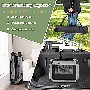 Giantex Folding Dog Soft Crate - Collapsible Pet Carry Case with 3 Mesh Doors, Removable Pad, Metal Frame, Washable Fabric, Portable Dog Kennel for Indoor Outdoor (Medium: 26" L x 18" W x 18" H)