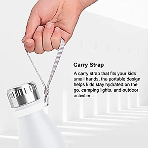 koodee Water Bottle-9 oz Stainless Steel Double Wall Vacuum Insulated Water Bottle, Cola Shape Leak Proof Sports Bottle for School (White)