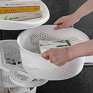 Multi-Layer Kitchen Storage Rack, Detachable Breathable Rotating Fruit Vegetable Organizer, with Lockable Casters, for Kitchen Bedroom, Bathroom,3 Tier