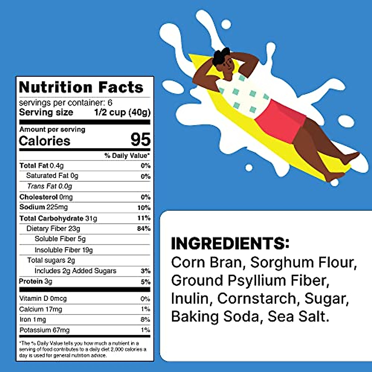 Poop Like A Champion Ultra High Fiber Cereal - Non GMO - Fiber Supplement - Corn Bran | Breakfast Essentials with Soluble Fiber, Insoluble Fiber & Psyllium Husk Powder