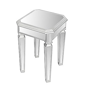 Modern Glass Mirrored End Table with Adjustable Legs, Versatile Design Sleek Corner Table Side Table with Waterproof Surface, Luxury Exterior for Living Room, Bedroom