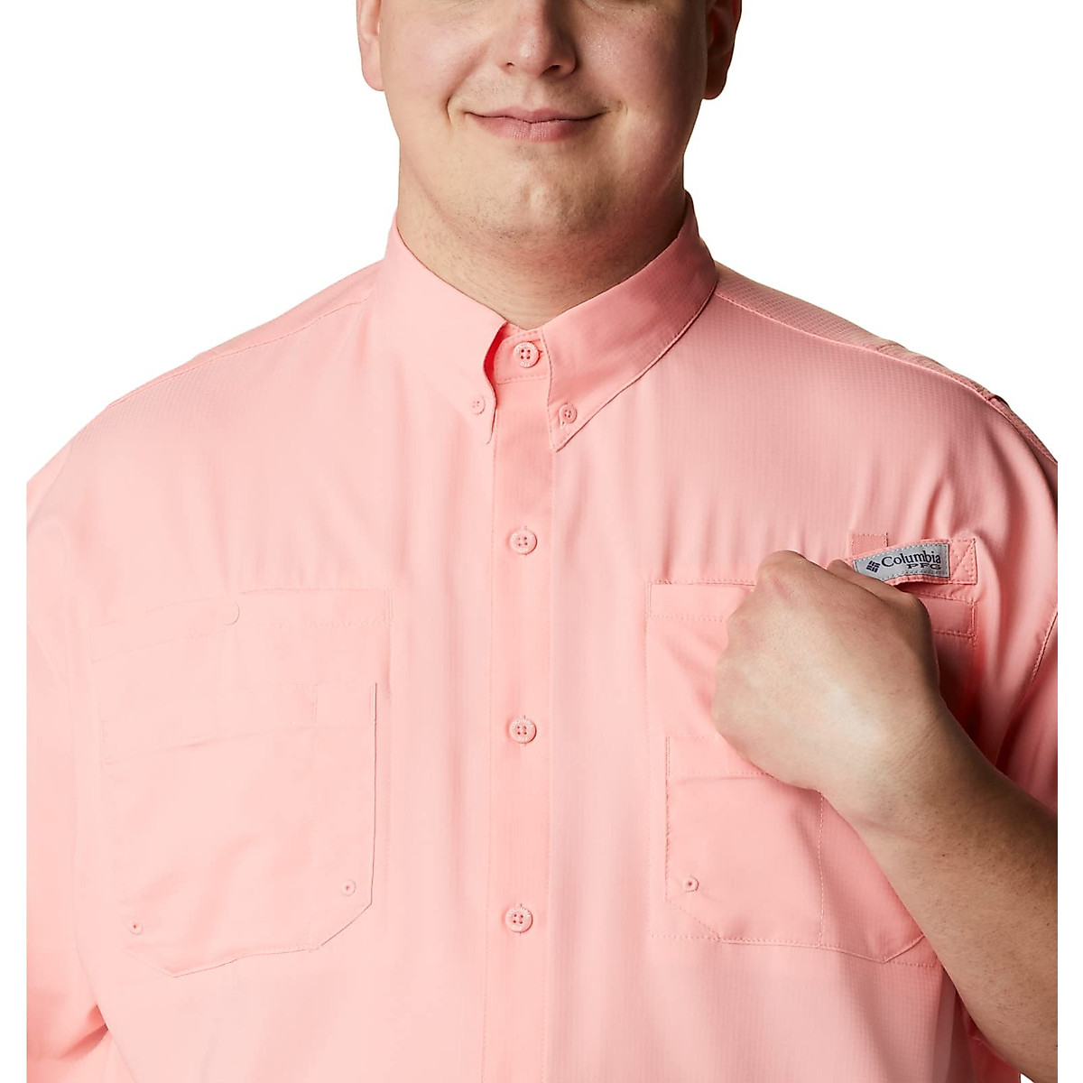 Columbia Men's PFG Tamiami II UPF 40 Short Sleeve Fishing Shirt, Sorbet, Large