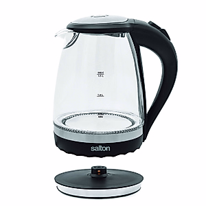 Salton Cordless Electric Compact Glass Kettle, Water Boiler and Tea Heater, Soft Blue Illumination, 1.5 Liter/Quart with Automatic Shut-Off and Boil-Dry Protection, 1100 Watts (GK1831)