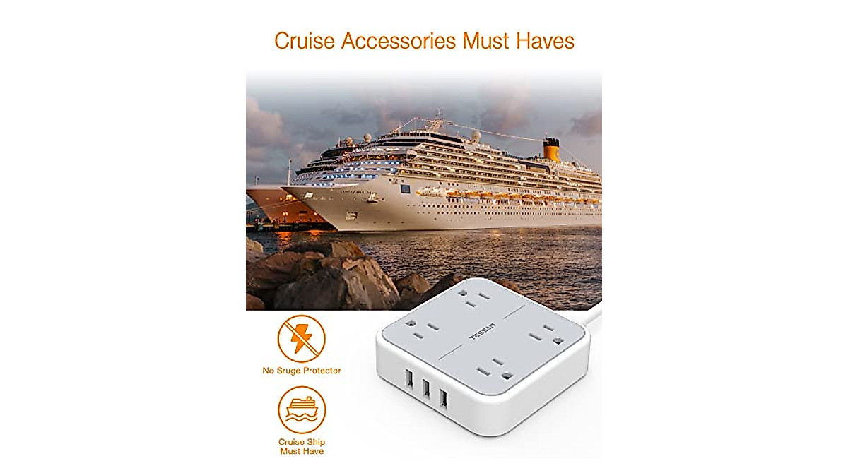 TESSAN Power Strip with 3 USB Ports - Versatile & Compact