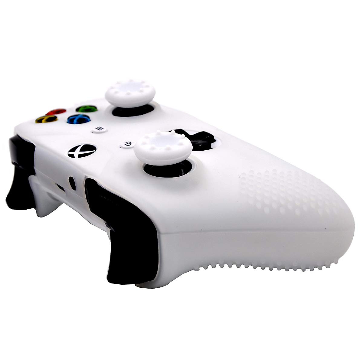 Antil-Slip Silicone Controller Cover Protective Case for Xbox One S Slim/Xbox One X Controller Soft Cover Skin with 2 Thumb Grip(White)