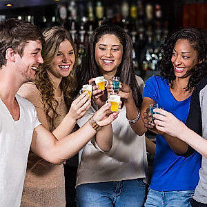 DOERDO 25Pieces Mini Beer Glasses Clear Plastic Mug Shot Small Juice Cups Tasting Glasses for Beer Festival Outdoor BBQ, Outdoor Picnics, or Oktoberfest, 0.2oz