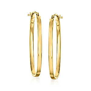 Ross-Simons Italian 14kt Yellow Gold Flat Oval Hoop Earrings