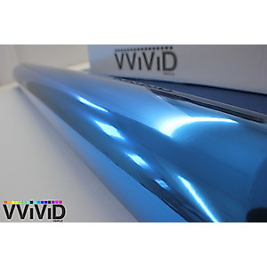 VViViD Blue Mirror Chrome Cast Vinyl Wrap Self-Adhesive Film Decal Air-Release Bubble and Air-Free 3MIL-VViViD8 (1ft x 5ft)