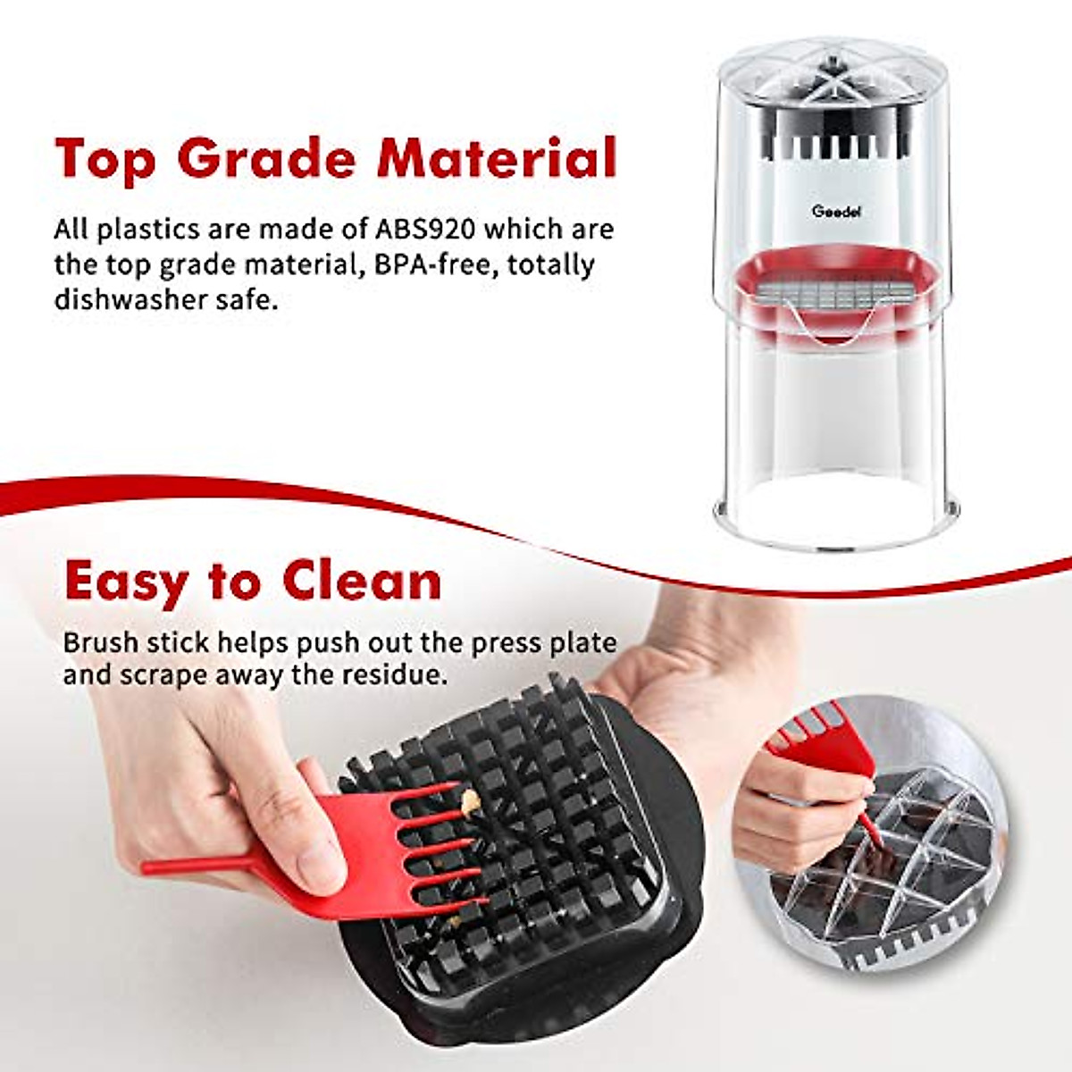 French Fry Cutter, Professional Home Style Potato Cutter Fry Cutter Onion Chopper Apple Slicer Corer Great for Potatoes Carrots Cucumbers 2 Blades