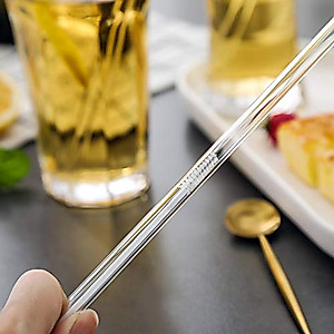 Reusable Glass Straws 8 in 1 set 8.5" Borosilicate Glass Straws Eco Friendly Drinking Straw for Smoothies Cocktails Bar Accessories Straws with Brushes Inside
