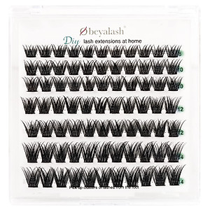 Obeyalash Natural Lash Clusters Wispy Lash Clusters Fluffy Lash Extensions C Curl 8-14mm Lash Clusters Natural Look DIY Eye Individual Lash Fox Eye False Lashes for Beginners At Home Soft Thin Band