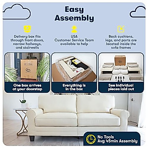Serta Copenhagen Rolled Arm, Easy Care Polyester, Soft Pillow Back, Pocket Coil Seat Cushions, Removable Covers, Loveseat or Couch for Small Spaces, Living Rooms or Bedrooms, 73" Sofa, Buckwheat