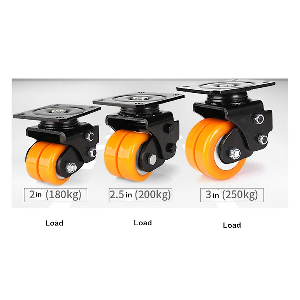 Chair Castors,Swivel Caster Wheels,Yellow Swivel Gate Wheel Polyurethane Plate Caster Fence Hardware,Heavy Duty Double Wheel,Scalable Double Spring Loaded,Secondary Shock Absorption,Plane Bearing,for