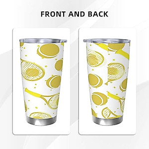 AYCZN Tennis 20 OZ Tumbler Stainless Steel Travel Coffee Mug, Sport Ball Insulated Water Bottle with Lid and 2 StrawsLeakproof Thermal Cup