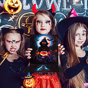 VIVIKEN Pop Up Halloween Cards, 3D Popup Happy Halloween Greeting Card with Lights and Horror Sounds - Glowing Skull, Pumpkin, Tombstone, Moon - Includes Envelope and Note Card