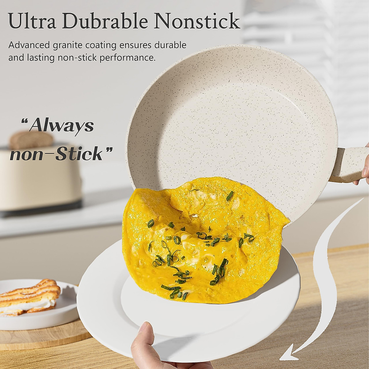 Kilay 14pcs Pots and Pans Set, Nonstick Cookware Sets, White Granite Induction Kitchen Cooking Set with Frying Pans & Saucepans