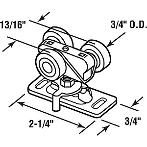 Prime-Line N 6847 Pocket Door Roller Assembly, 3/4 In., Flat, Plastic Wheels on Steel Bracket (2 Pack)