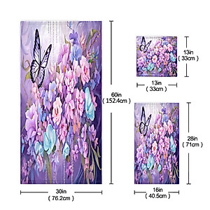 Flradish Flowers Butterflies Towels 3 Pack Bath Towels for Bathroom Set Soft Cotton Highly Absorbent Lightweight & Quickdry Towel Set 1 Bath Towel,1 Hand Towel,1 Washclothe