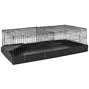 Amazon Basics Canvas Bottom Pet Cage with Divider Set, Black, 47.64"L x 24.21"W x 13.98"H