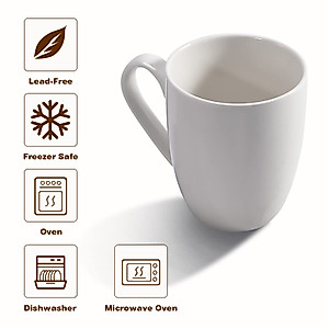 Urbanstrive 16 oz Large Coffee Mugs Set of 6 Ceramic Coffee Mug White Coffee Cups Tea Cups Idea Gift for Women Men House Warming Gifts New Home Office, White 6 Pack