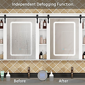 Lovinouse Medicine Cabinet for Bathroom with LED Mirror & Sliding Doors, Extra Large Wall Mounted Storage Cabinet w/ 9 Shelves & Anti-Fog Function, 47.2 X 31.5 Inch, White