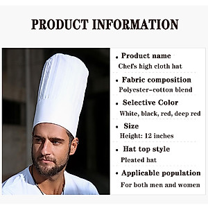White Chef Hat for Men Women Adults,Elastic Band Adjustable Cotton Chefs Hat Hibachi Chef Works Hats Chef Cap Cook Hat(White)