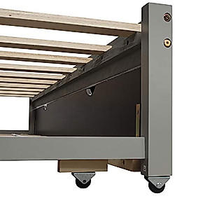 Lifeand Twin to King Extending, Wooden Daybed with Trundle, Gray