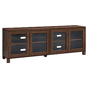 Henn&Hart Rectangular TV Stand for TV's up to 80" in Walnut, Electric Fireplace TV Stands for the Living Room