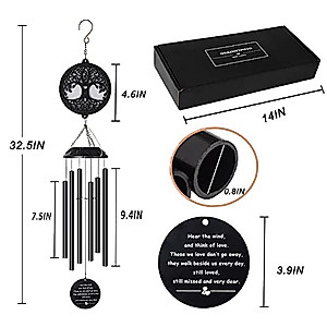 Solar Tree of Life Wind Chimes, Memorial Gift for Mom, Wind Chimes for Outside, Sympathy Wind Chimes for Loss of Loved One, Condolence Gift, Outdoor Garden Decor