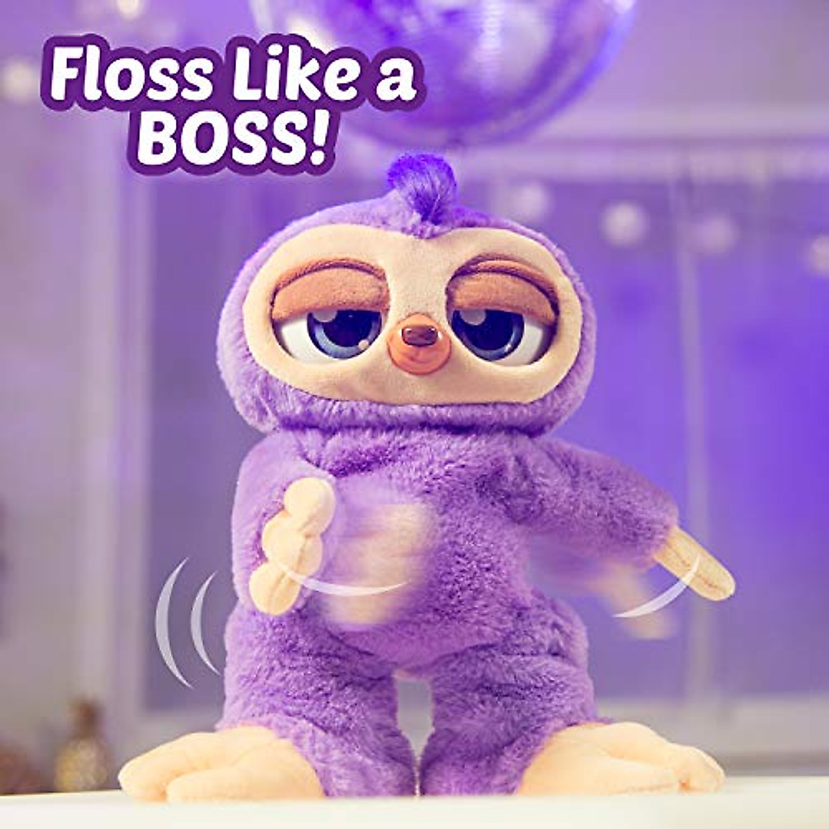 Pets Alive Fifi the Flossing Sloth Purple - 11" Interactive Animal Dancing Robotic Plush Toy with 3 Songs, Floss Dance, Adorable Gift, Party Plush Toy Kids Ages 3+